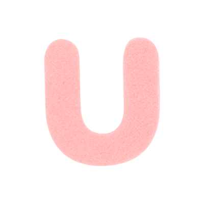 LETRA U ROSA CLARO 5cm